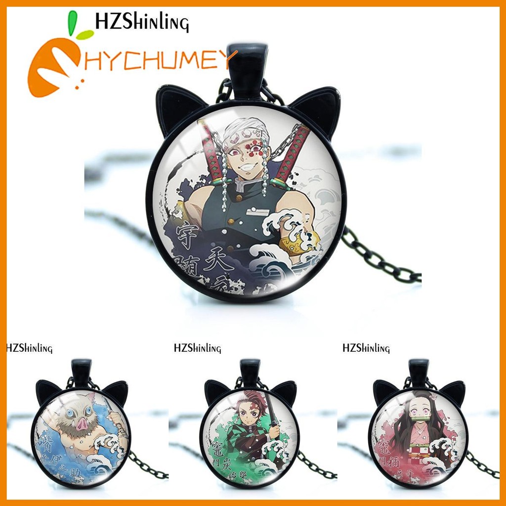 Demon Anime Stylish Slayer Nezuko Tanjiro Cat Ears Time Gem Necklace ...