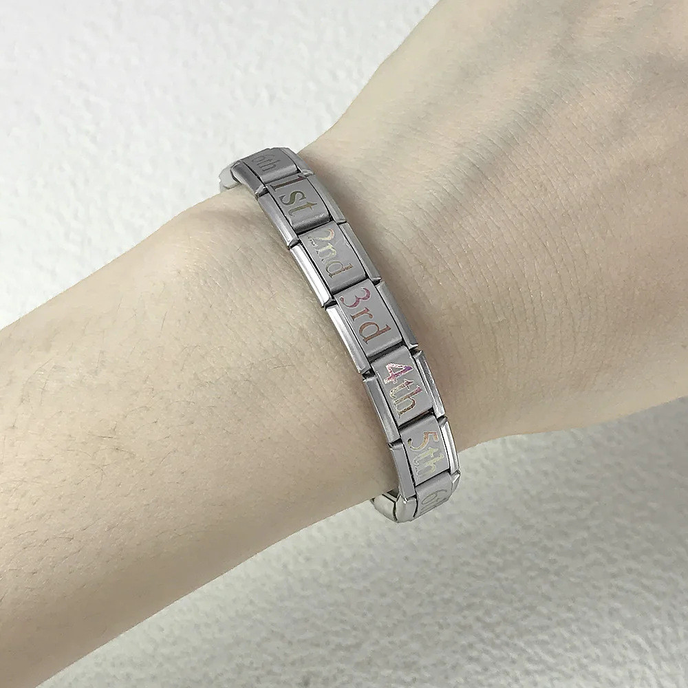 New Stainless Steel Date Italian Module Bracelet Laser Engraved ...