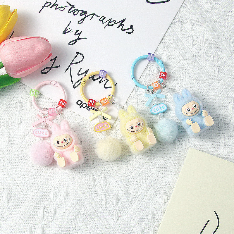 Have A Seat Labubu Small Keychain Charm Plush Mini Labubu Pendant for ...