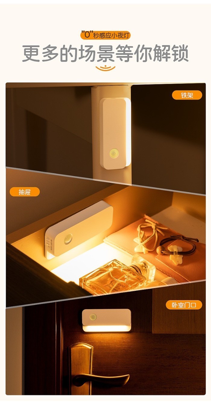 LED Smart Sensor Night Light Wireless Type-C Rechargeable Sensor Wall ...