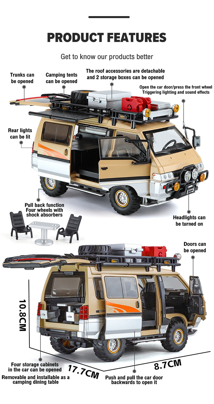 KLT 1:24 Delica Star Wagon 4WD Diecast Model Car Alloy Cars Toys ...