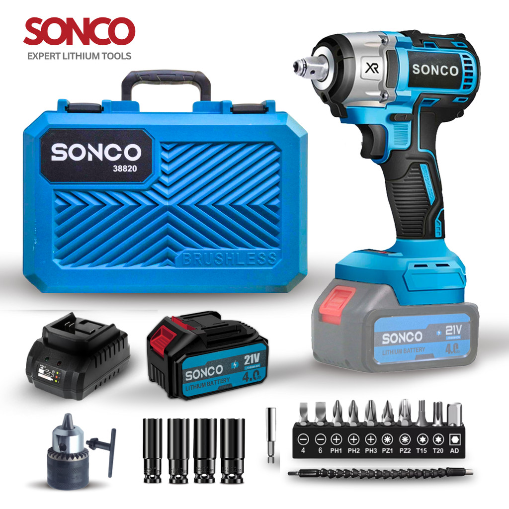 SONCO 1/2 1/4 Inch Cordless Impact Wrench Electric Impact Brushless ...