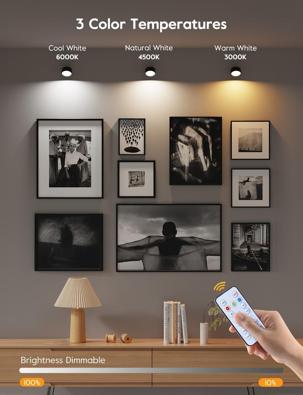 Remote Control & Touch Control Wall Lights 3 Color&10 Dimmable LED Wall ...