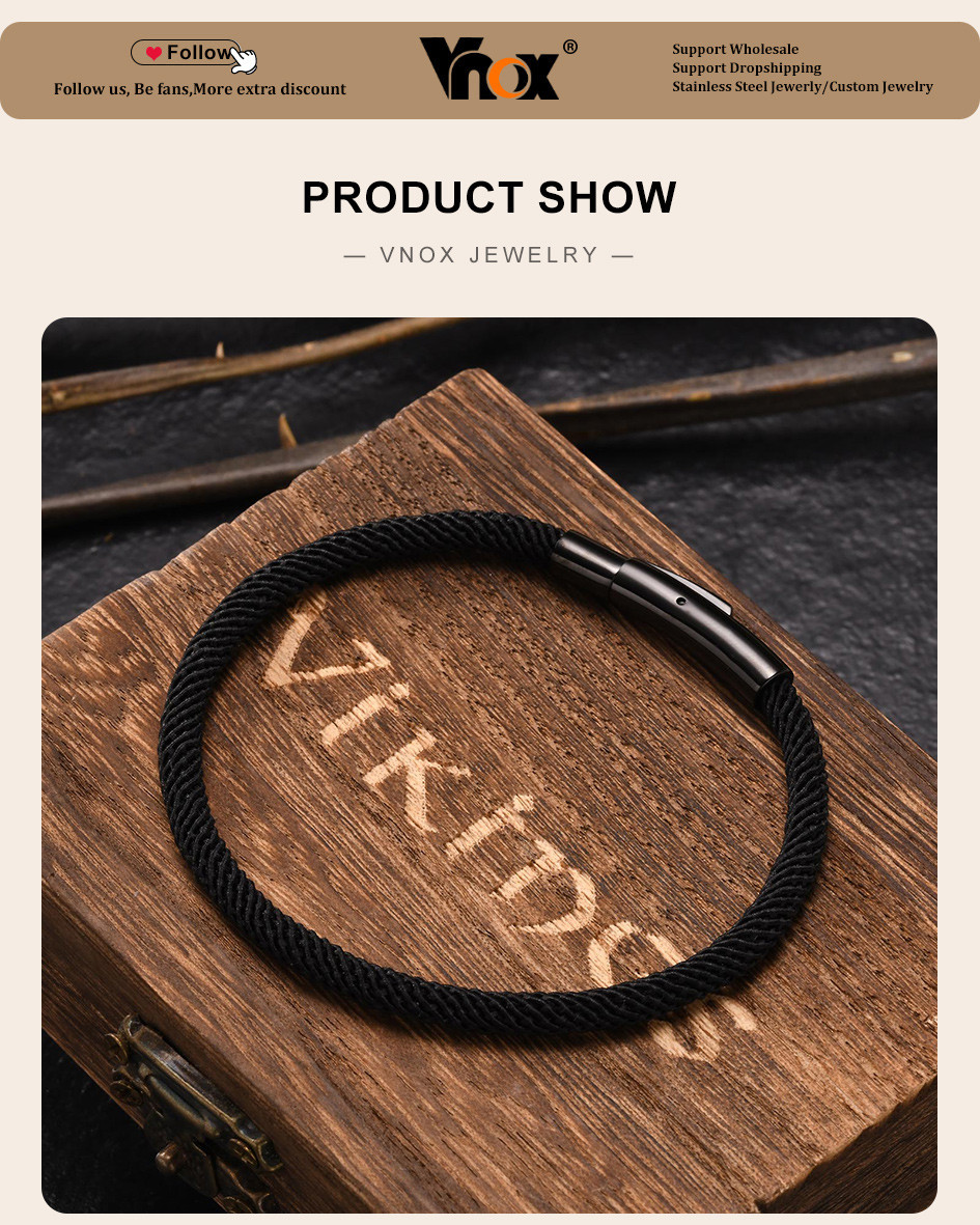 Vnox Milan Rope Bracelet for Men Women, Stainless Steel Minimalist ...