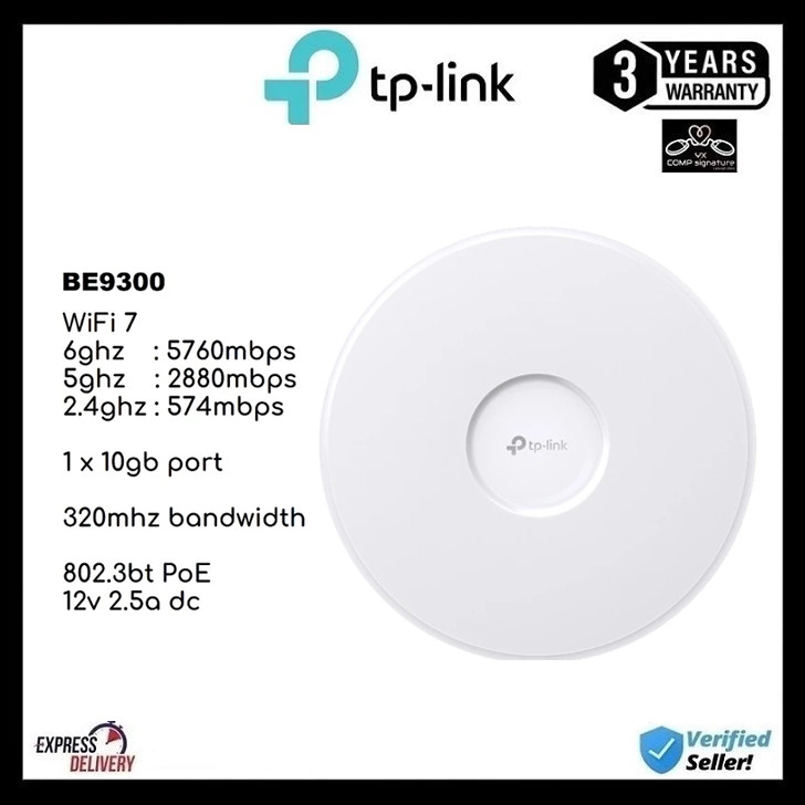 TP-LINK EAP773 WiFi 7 BE9300 Ceiling Mount Tri-Band Wi-Fi 7 Access ...