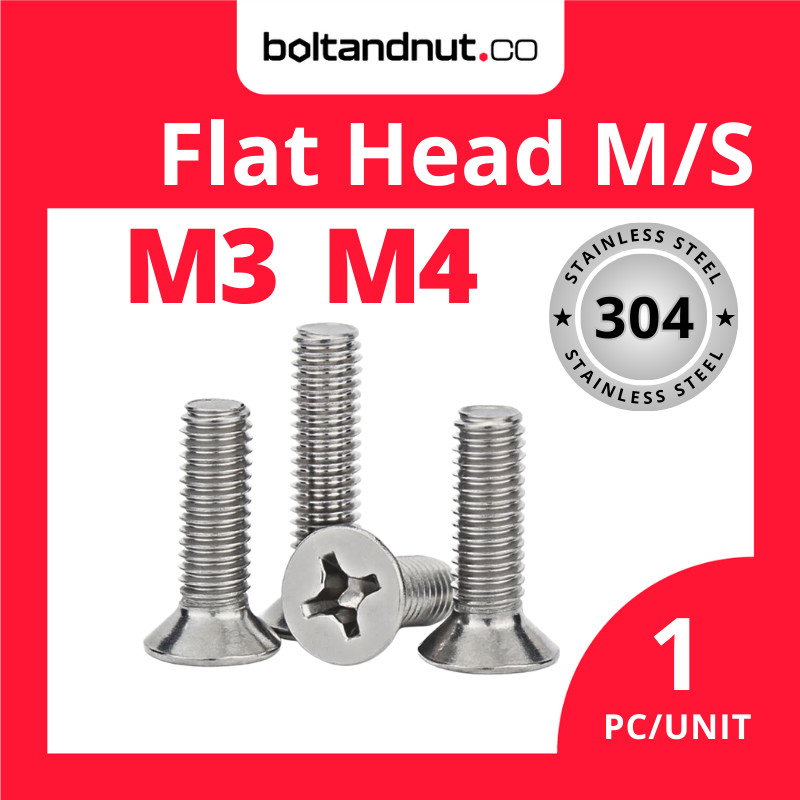 M3 M4 CSK Phillips Flat Head Screw JIS | SUS 304 Stainless Steel Grade ...