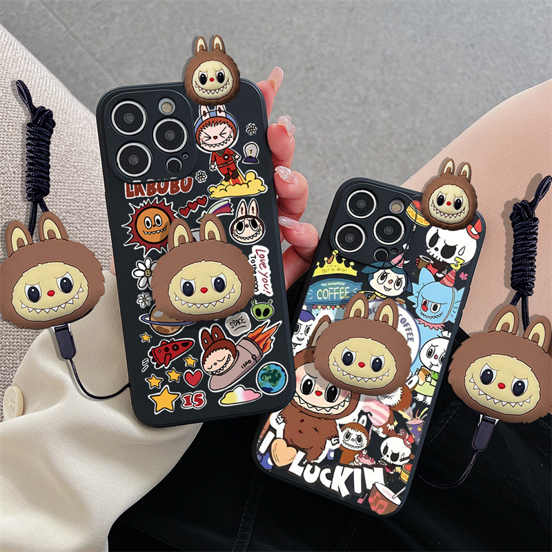 3D Cartoon Labubu Toy Phone Holder Casing For Huawei Y9A Y9S Y9 Prime ...