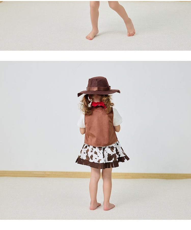 5pcs Sets Cowboy and Cowgirl Costume for Kids Girl Skirt Vest Shirt ...