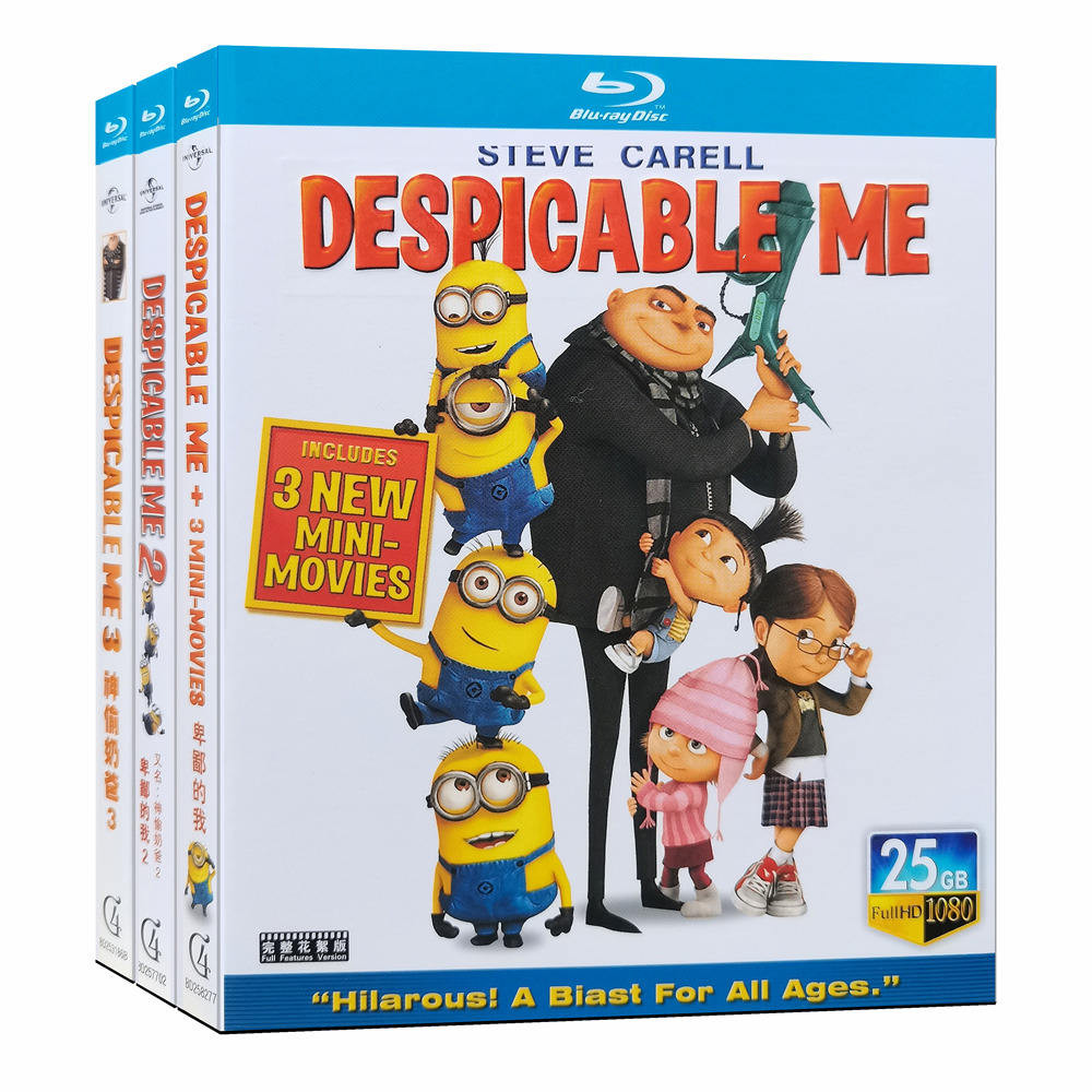 Blu-ray Animation Movie Despicable Me 1-3 BD Discs CD Chinese Cantonese ...