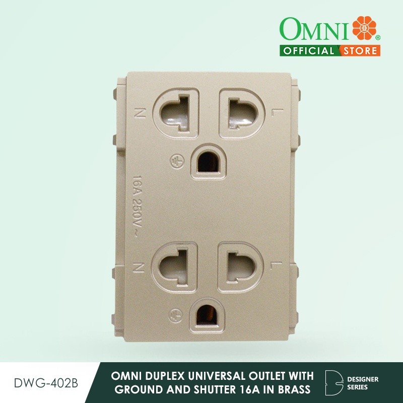 in stock OMNI Duplex Universal Outlet with Ground and Shutter 16A in ...