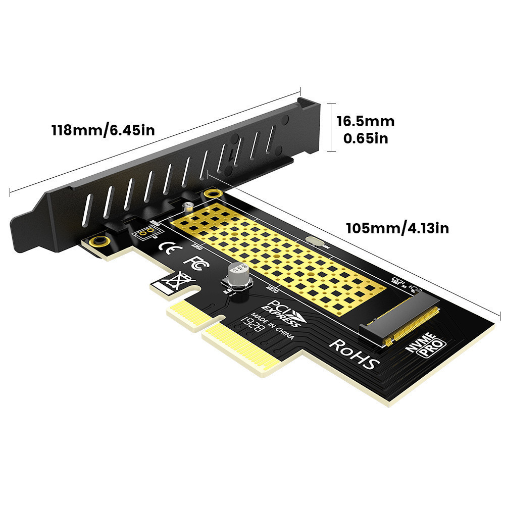JEYI PCIe to NVMe Adapter With Aluminum SSD Heatsink Cooler, 64Gbps M.2 ...