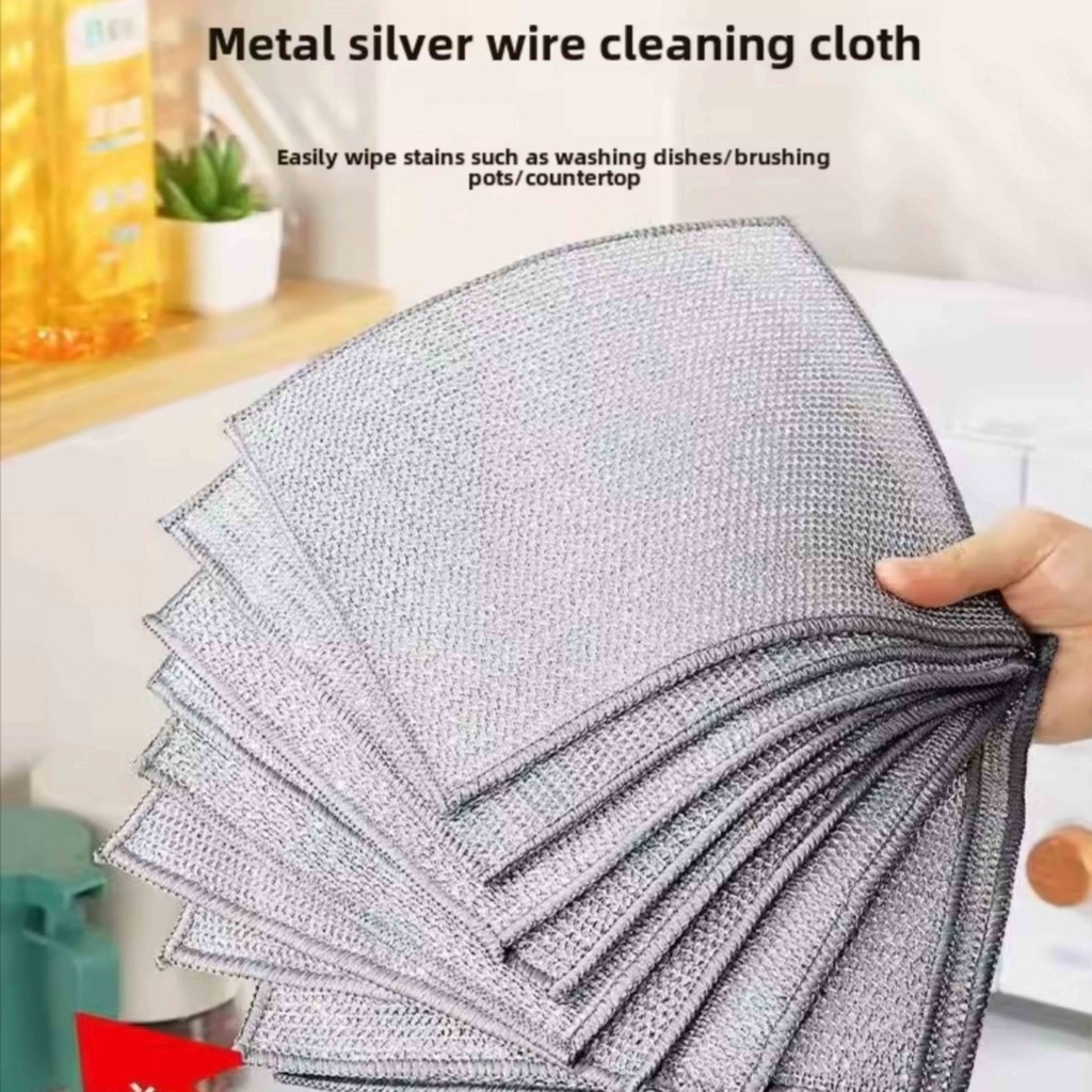 STAINLESS STEEL WIRE CLEANING DISHCLOTH KITCHEN WIPES CLOTH STAIN RUST ...