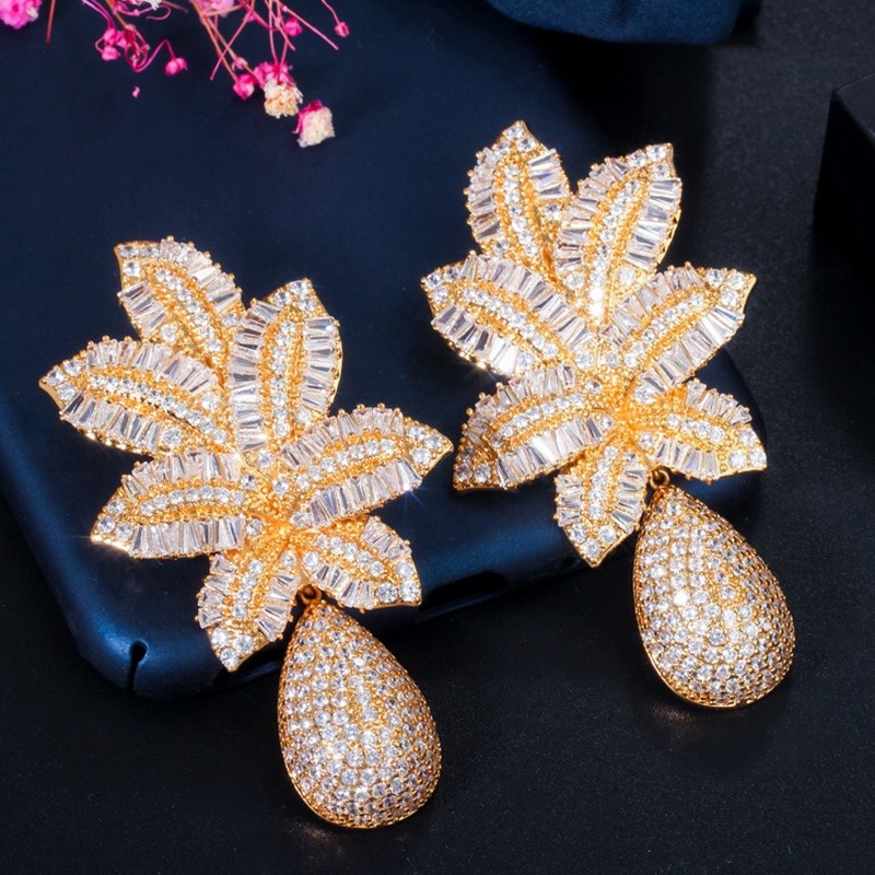 in stock CWWZircons Gorgeous Full Cubic Zirconia Paved Long Big Statement Dubai 18k Gold African ...