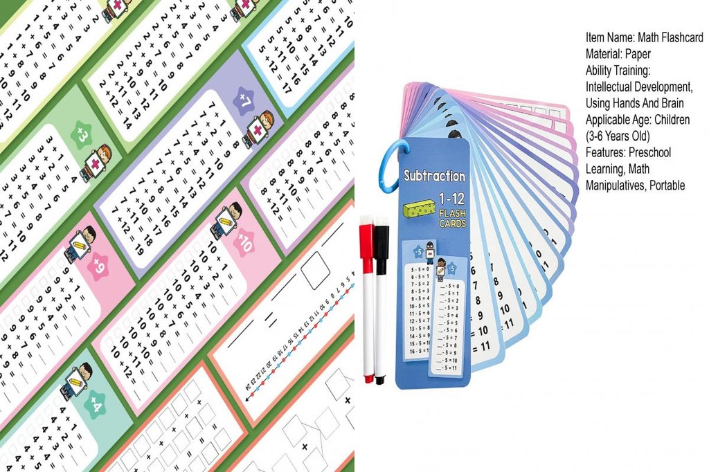 Wandereve| Kids Math Manipulatives Math Flash Cards Set with Pens for ...