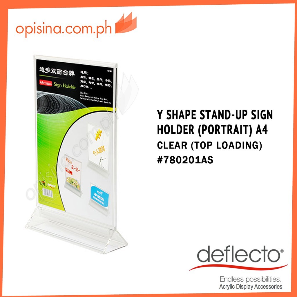 in stock DEFLECTO ACRYLIC DISPLAY Y-SHAPE STAND-UP SIGN HOLDER ...