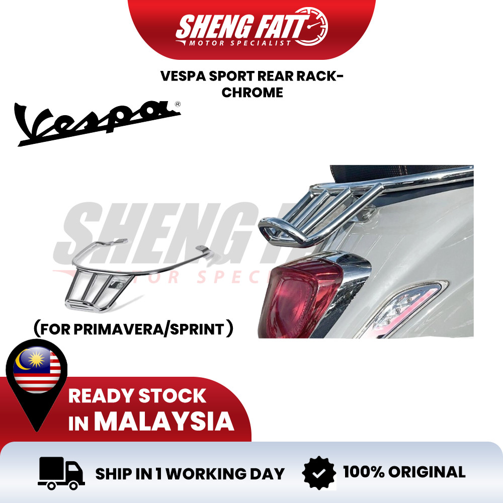 VESPA SPORT REAR RACK Chrome Primavera Sprint Scooter Vespa Motorcycle ...