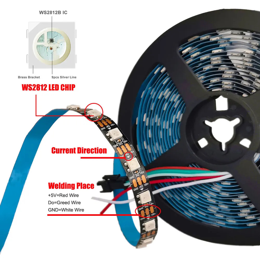 DC5V WS2812B Led Strip 5050 Smart RGB WS2812 Pixel Light Individually ...