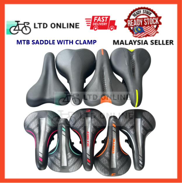 Bicycle Seat Saddle MTB Road Bike Fixie Seat Basikal (Include Clamp ...