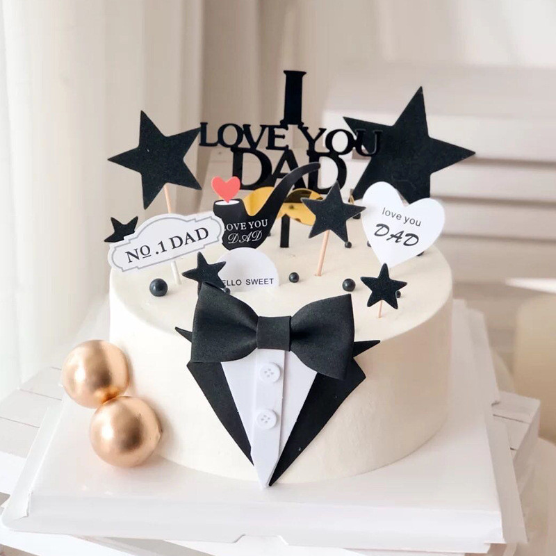 Father's Birthday Cake Top Decoration Set Cake Decoration Plugin Happy Father's Day Decoration ...