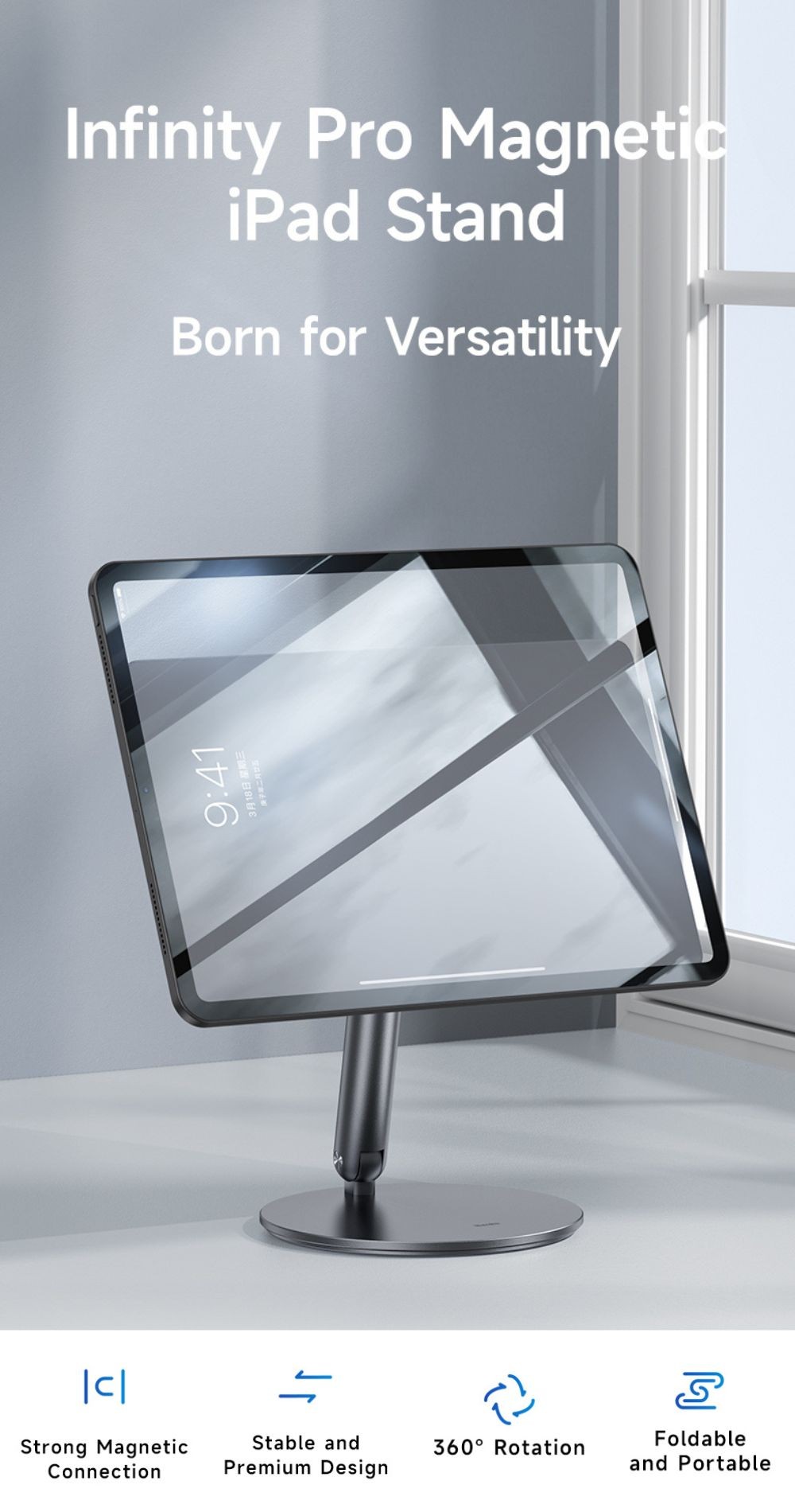 BENKS INFINITY PRO STAND Magnetic Holder Alloy Foldable 360 FREE Adjustable Rotation Mount for ...