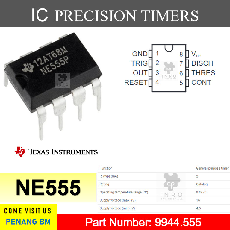 [Original TI Brand] LM555 NE555 NE555P Timer IC (DIP8) | Shopee Malaysia