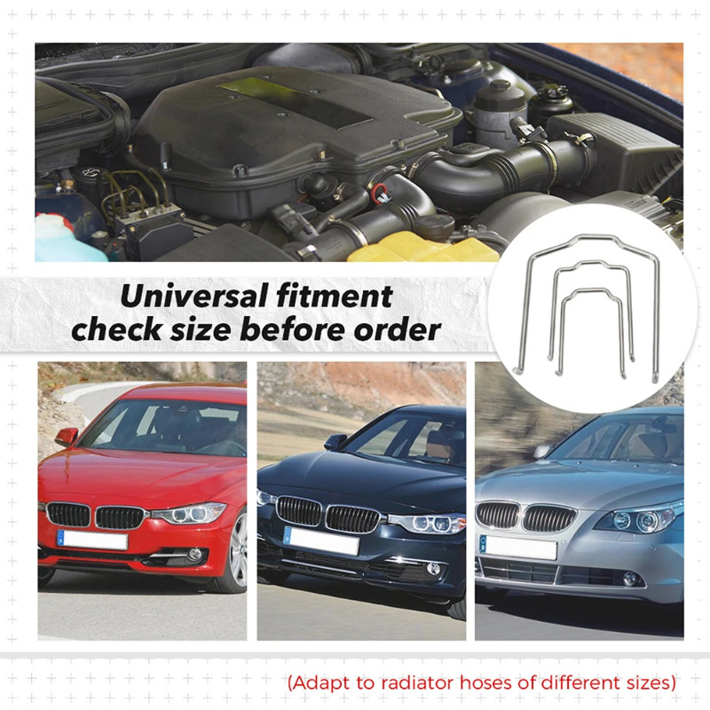 3PCS Radiator Hose Retaining Spring Clip For BMW E39 E38 E60 E90 745Li ...