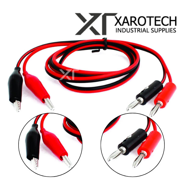 Banana Plug to Crocodile Clip with Wire Red & Black Electric Alligator ...