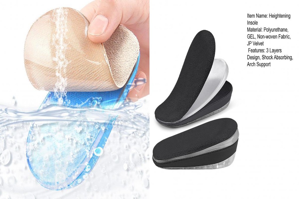 oupinwou 3 Layers Heightening Insole Cushioned Heel Support Insole 3 ...