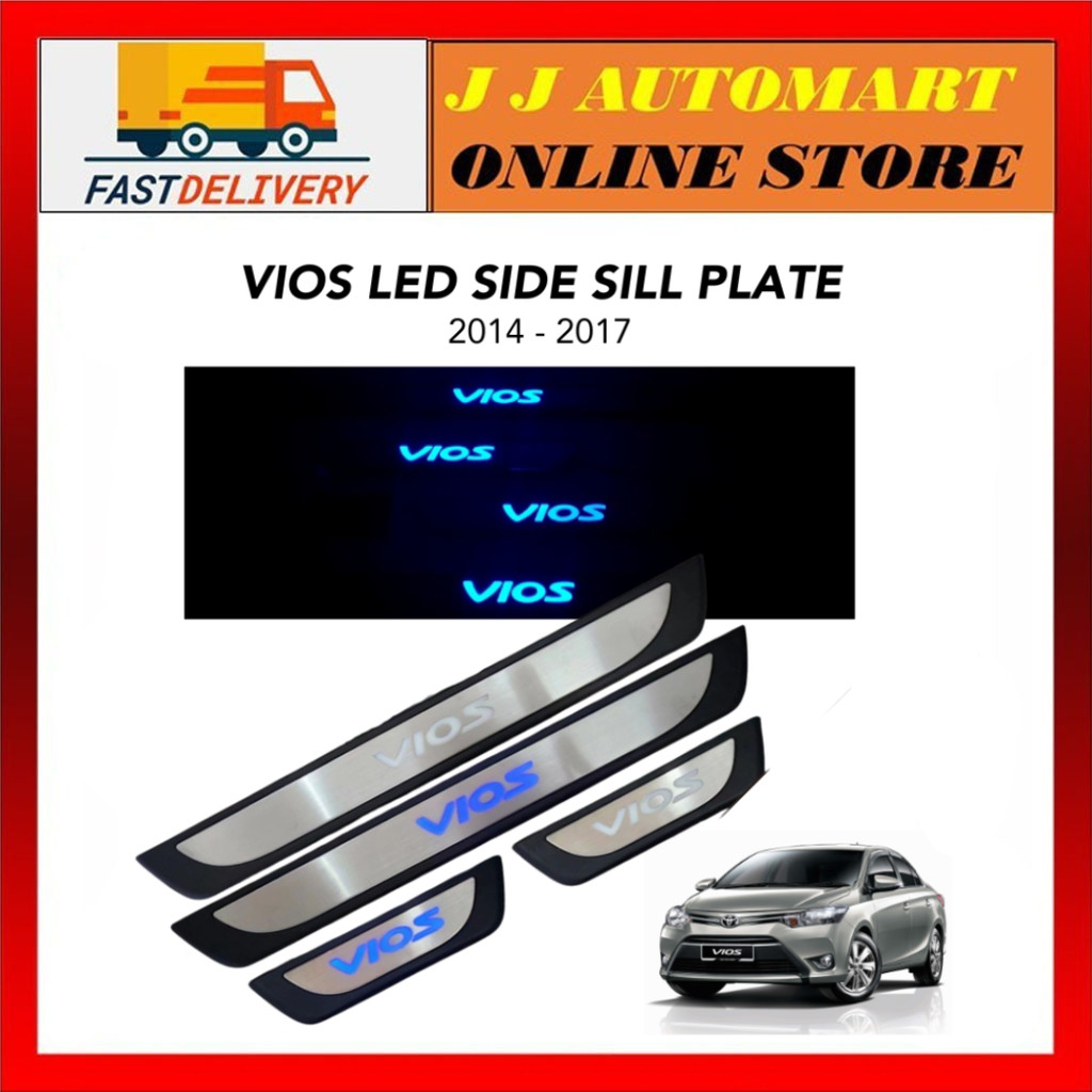 Toyota Vios 2014-2018 Side Sill Plate Door Side Step With Led Blue 4pcs ...