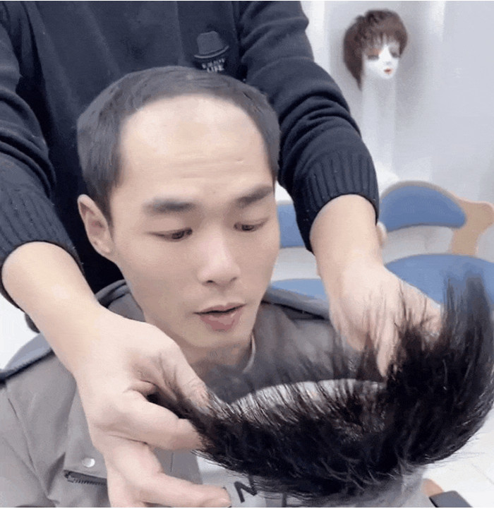 Real and Natural Toupee for Men Men's Hair Topper Conceal Gray Hair and ...