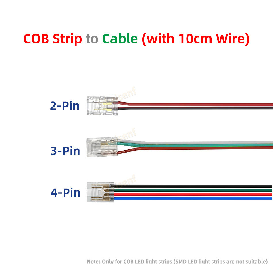 5Pcs 2Pin 3Pin 4Pin COB LED Connector Strip to Strip Quick Connection ...