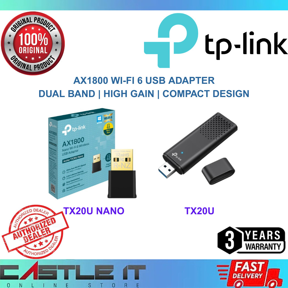 TP-LINK Archer TX20U / TX20U Nano AX1800 Wi-Fi 6 Dual Antennas Band ...