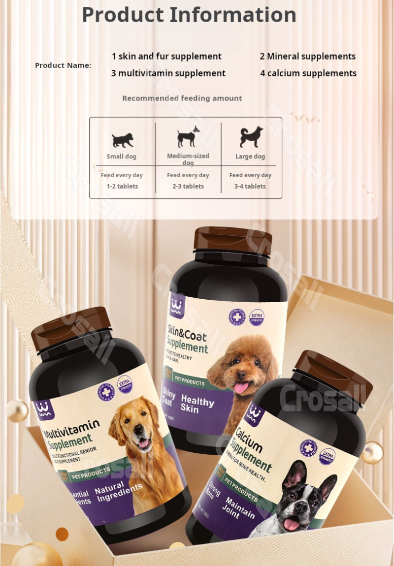 Dog Multivitamin Pet Nutrition Supplement Chewable Multivitamin for Dogs - Coat Supplement Trace ...