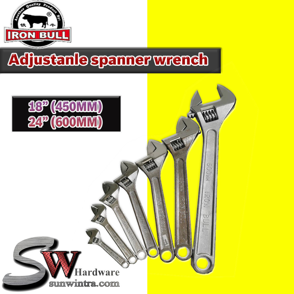 IRON BULL 18" & 24" Adjustable Wrench Spanner Switch Spanner Hand Tools ...