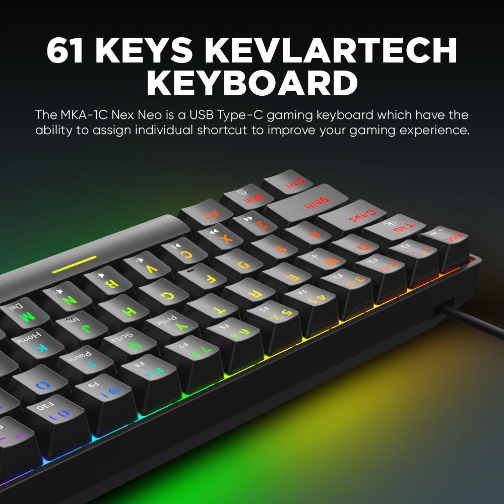 Armaggeddon MKA 1C Nex Hotswappable 61 Keys Wired Mechanical Keyboard ...