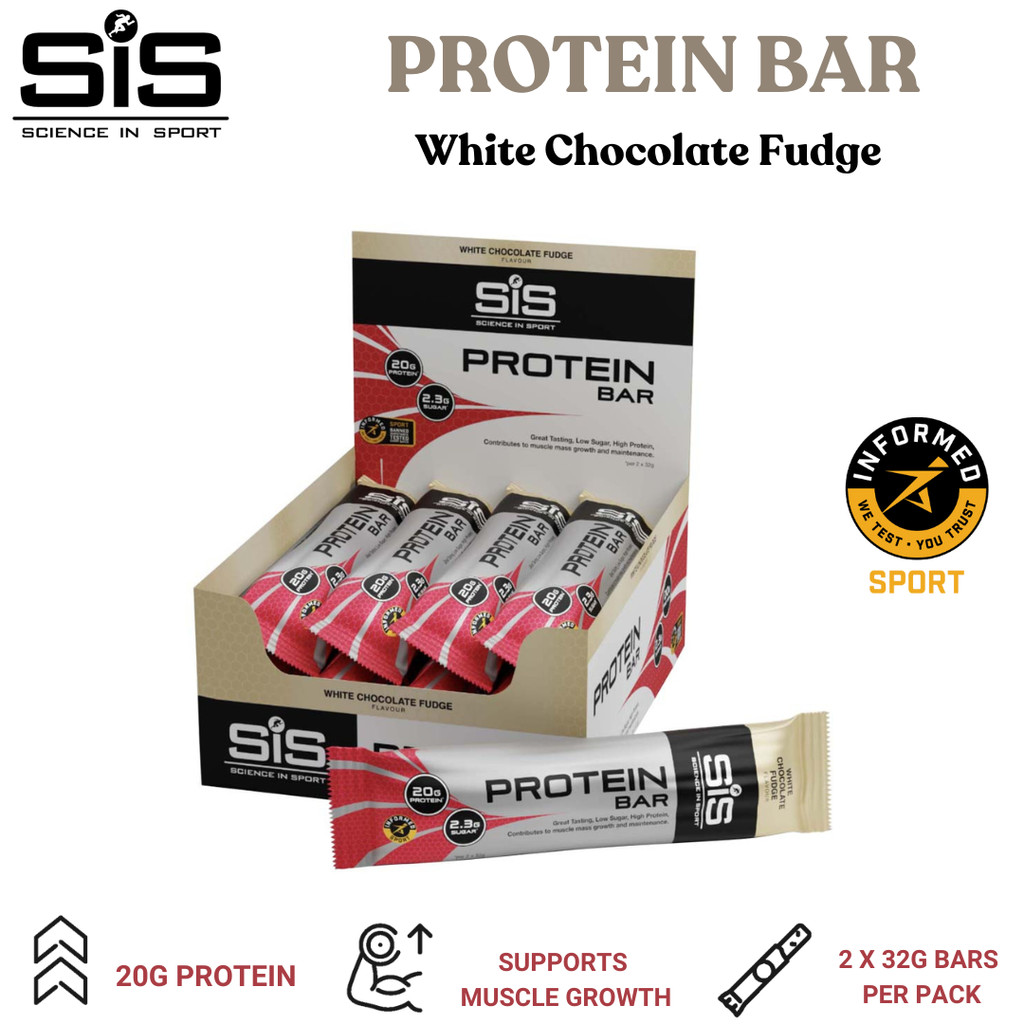 UK SIS White Chocolate Fudge PROTEIN Bar 64g 20g Protein High Protein ...