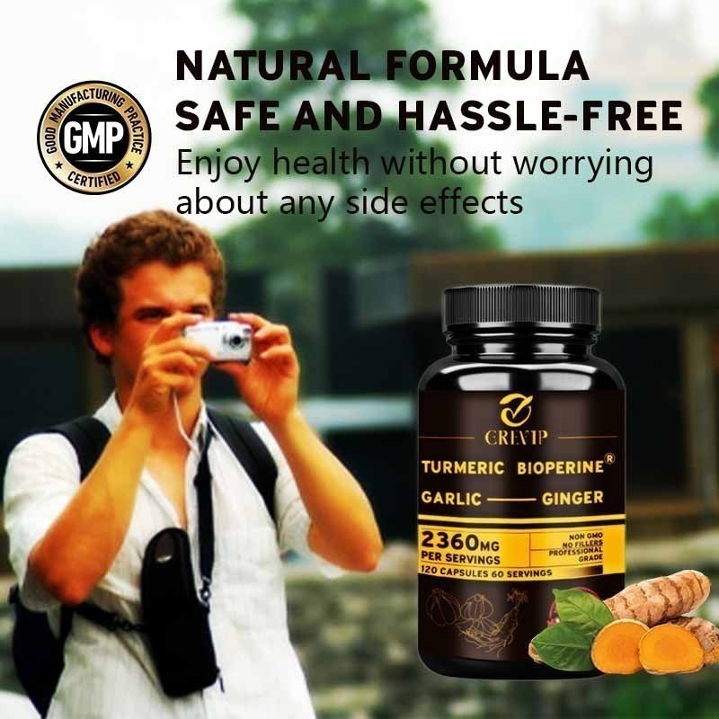 4-in-1 Turmeric & Garlic Supplement with Bioperine 2360 mg Turmeric ...