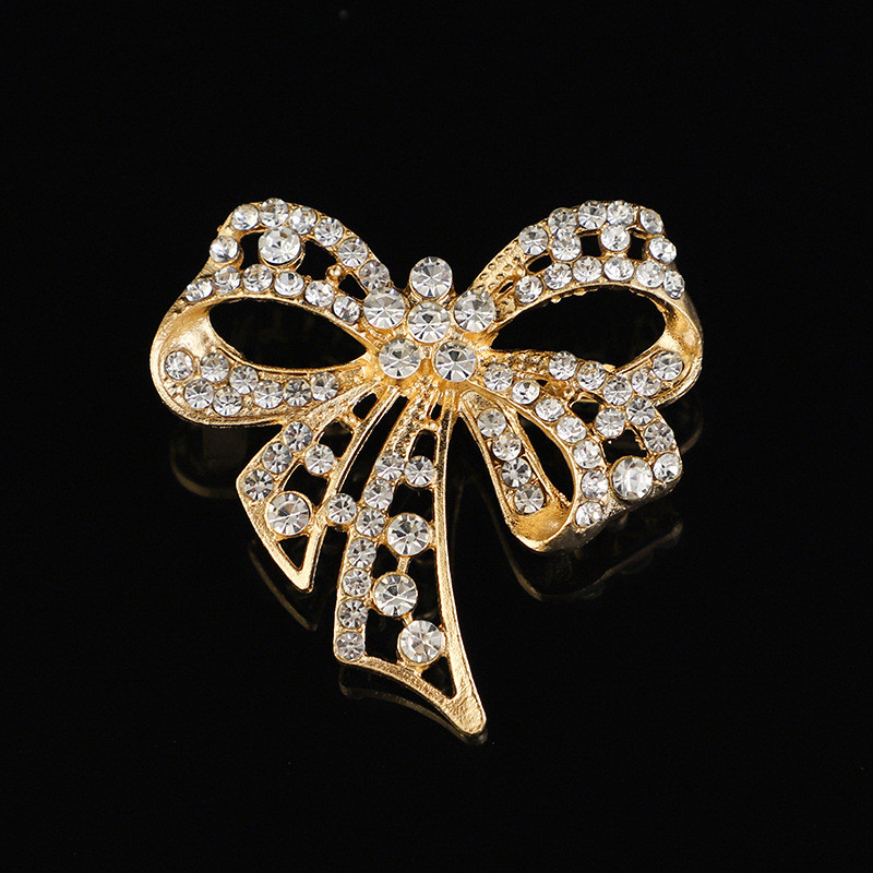 Bow Brooch Korean Style High-Grade Alloy Bow Hollow Pearl Diamond ...
