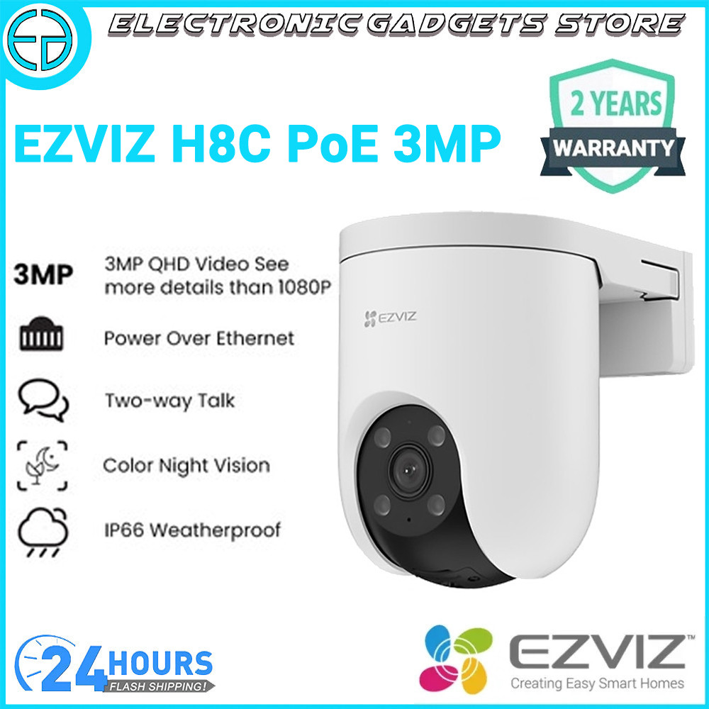 EZVIZ H8C PoE 3MP 1296P 2K Motion Detection Two Way Talk Color Night Vision Outdoor PoE Pan/Tilt ...