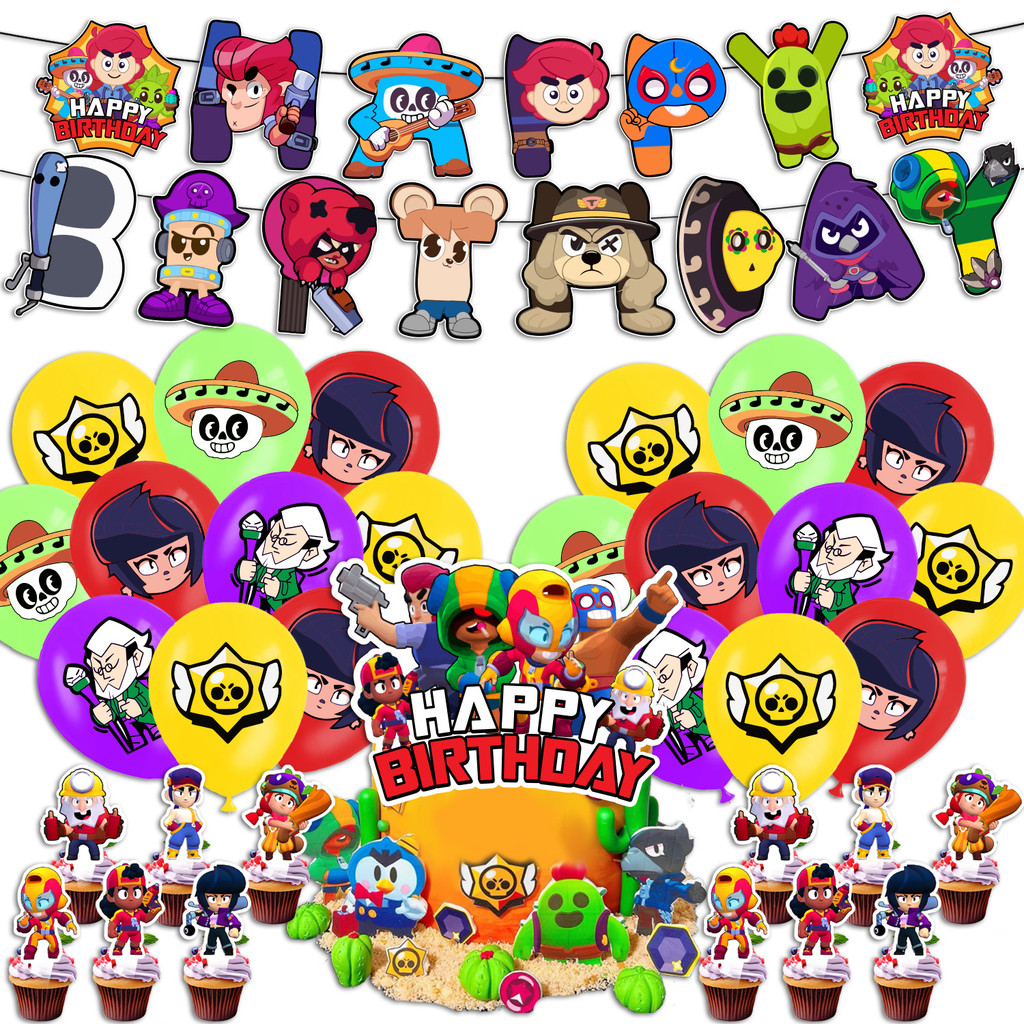 Brawl Stars Themed Decoration Birthday Party Banner Balloon Caketopper ...