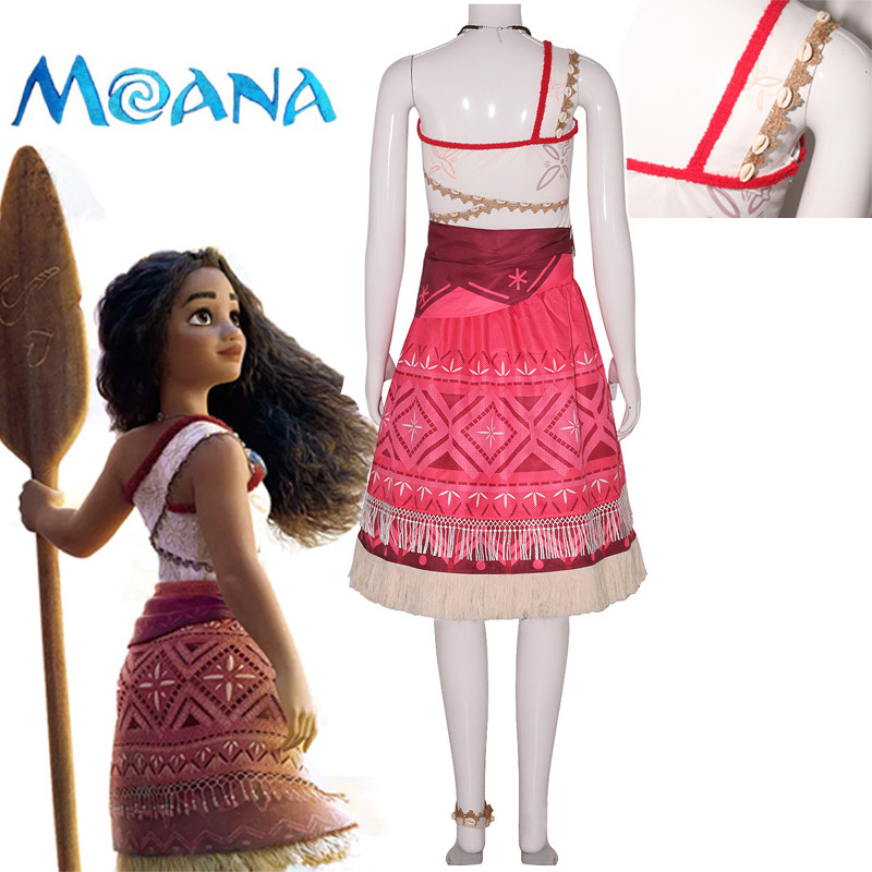 Moana Cosplay Costume Vaiana Princess Dresses Necklace Full Set Uniform ...