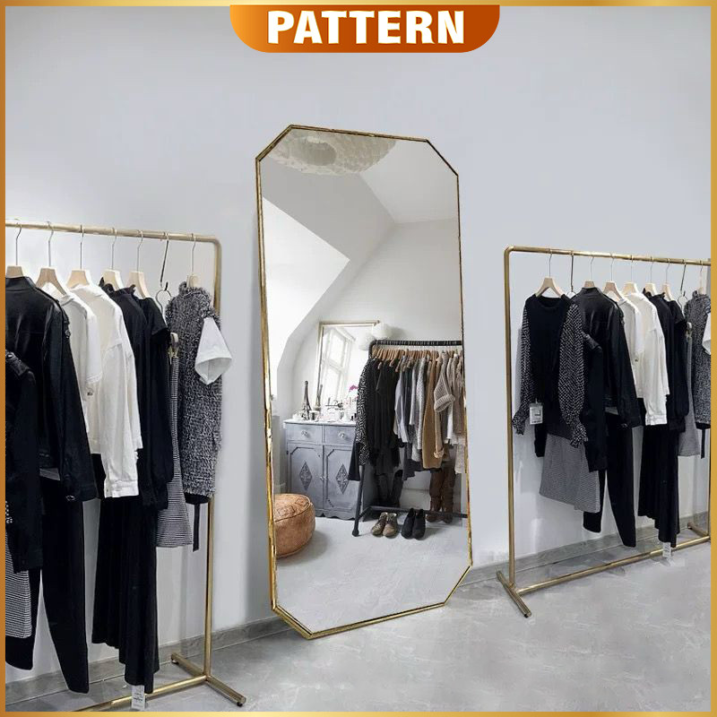 PATTERN Full Length Octagon Stand Mirror Cermin Tinggi Besar Modern ...