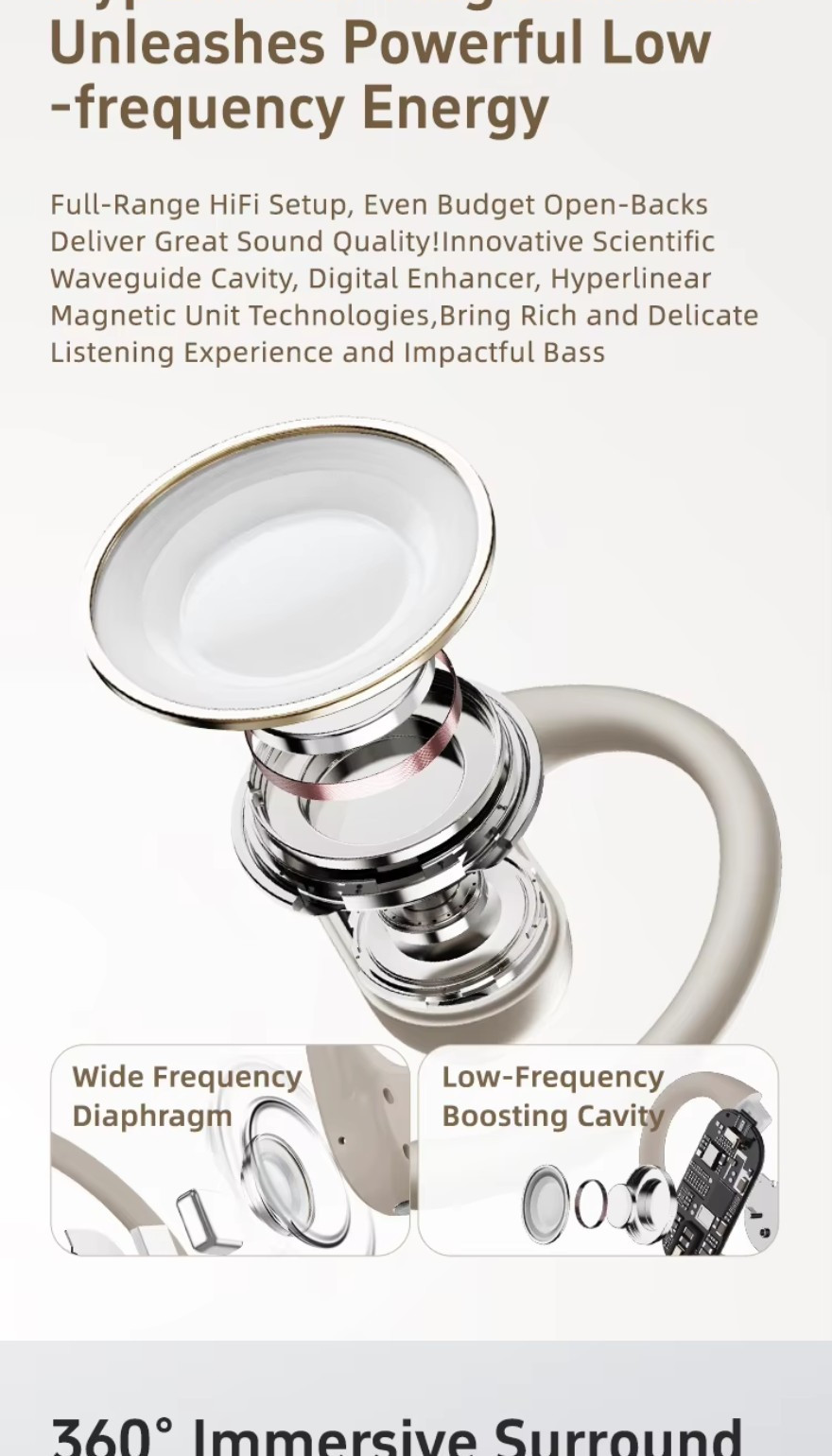 Roseselsa Star Amber, Open-Ear Headphones: LDAC Hi-Res, 9H Playtime ...