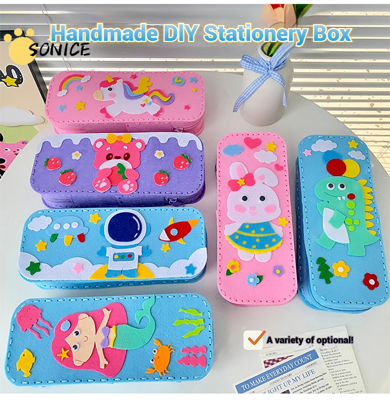 DIY Cartoon Stationery Box Craft Kit For Kids Non-Woven Fabric With ...