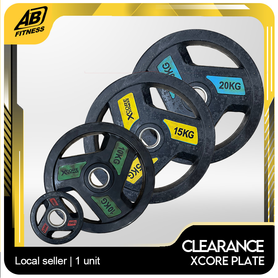 Clearance XCORE Premium Olympic Tri-Grip Rubberised Weight Plate 2.5kg 5kg 10kg 15kg 25kg ...