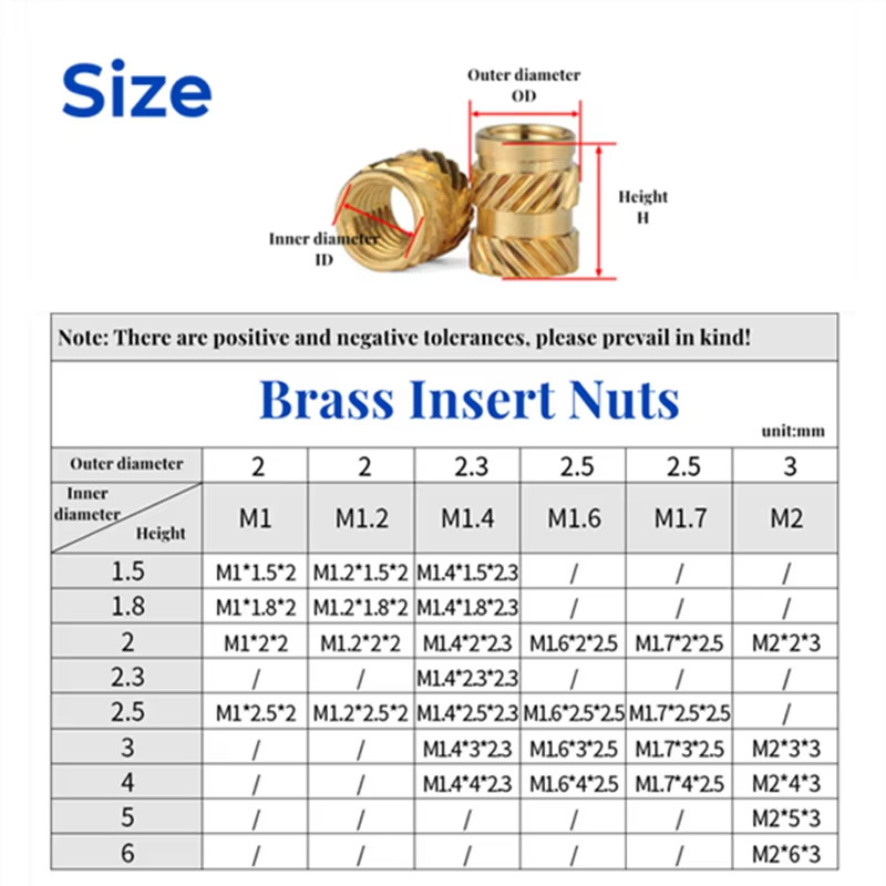 M4 M5 M6 M8 Brass Heat Insert Nut Double Knurled Twilled Hot Melt ...