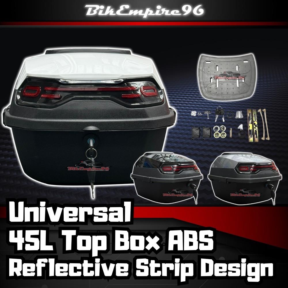 Universal 45L Top Box ABS Reflective Strip Design Motor Storage Box ...