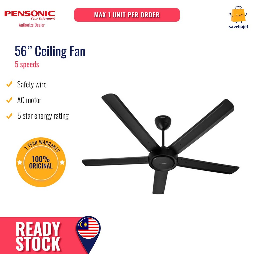 Pensonic Kipas Siling 5 Blade Ceiling Fan (56") 5 Speeds PCF-5603(MB ...