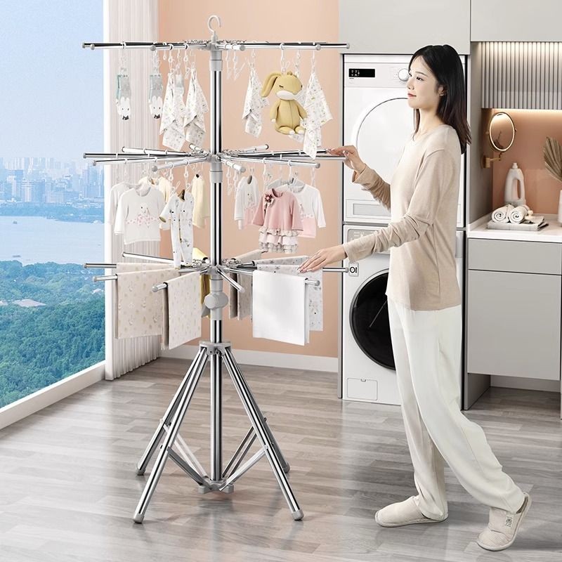 Floor-standing Vertical Foldable Clothes Drying Rack For Babies And ...
