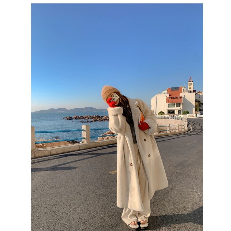 Women's Suit Collar Long Coat Autumn and Winter Warm Korean Style ...